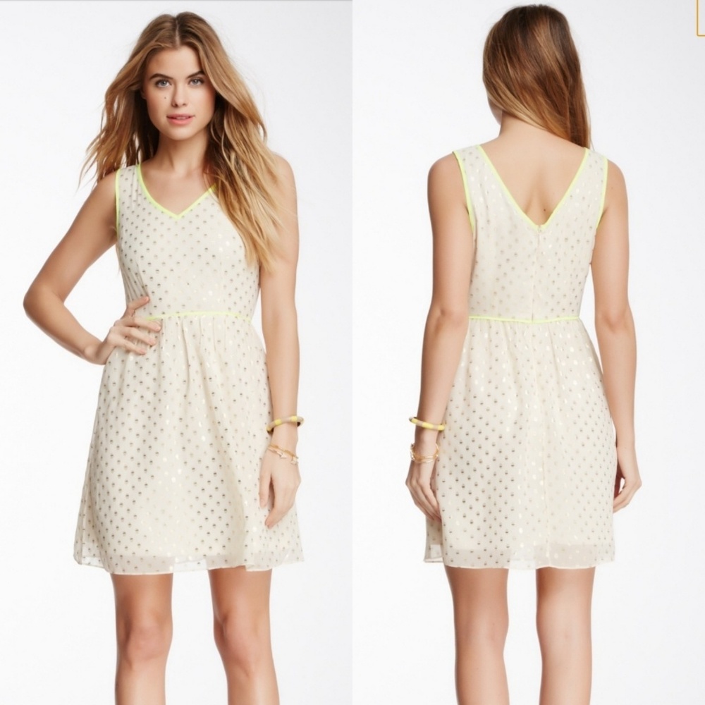 Neon Trim Polka Dot Dress - Gem